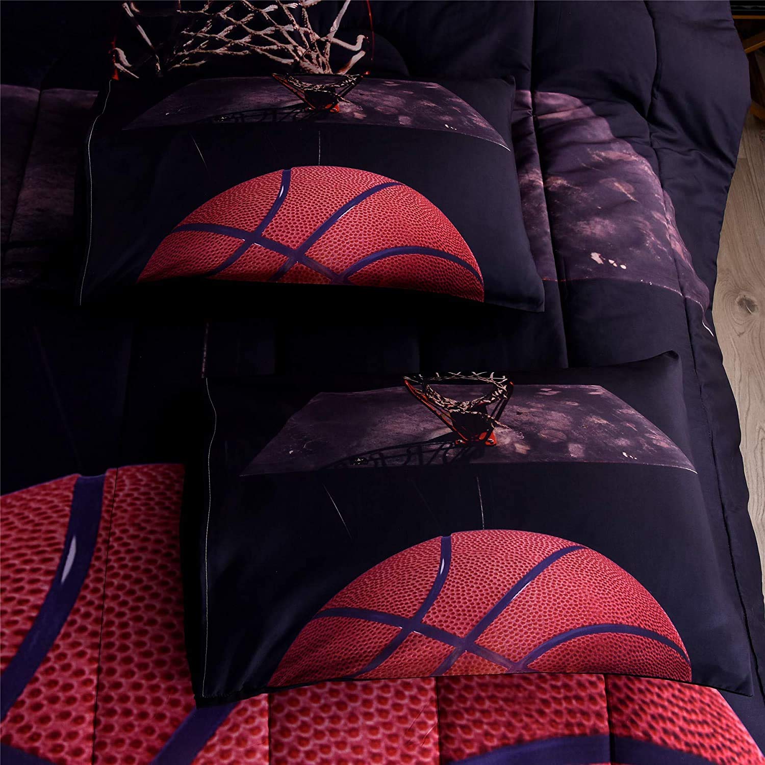 Btargot Basketball Comforter Sets Twin for Boys Teens,3D Sports Basketball Bedding,Soft Microfiber Reversible Quilt with 3 Matching Pillow Shams
