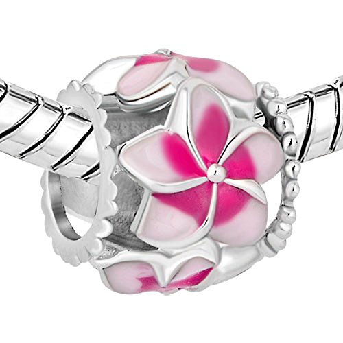 CharmSStory Filigree Orchid Flower Love Enamel Charm Beads Charms For Bracelets (Pink)