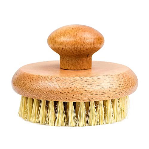 Facial Hair Shower Brush With Soft And Stiff Bristles Bath Back Scrubber Body Exfoliator For Wet Or Dry Brushing Jade Stone for Face