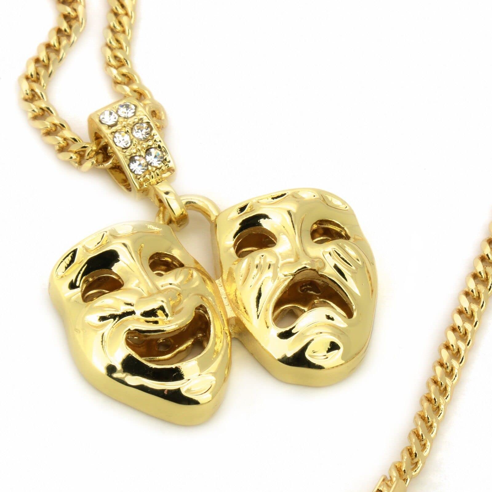 Decorations charms-hip hop pendant-14K Gold Plated Plain Laugh Now Cry Later w/ 3mm Cuban Chain (24", 27" or 30")