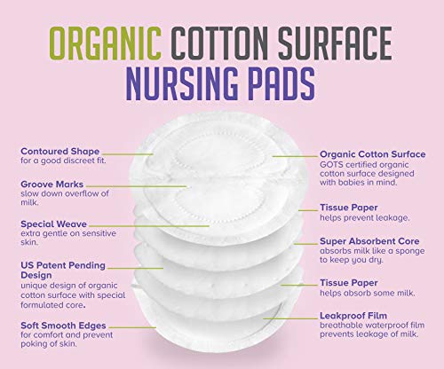 PureTree Organic Cotton Disposable Nursing Pads - for Breastfeeding (1 Box - 100 Pads)
