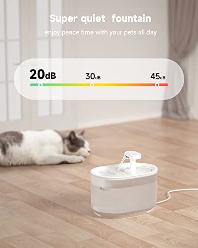 KungFuPet Cat Water Fountain with Wireless Pump, Filtered 3.5L Automatic Pet Quiet Large Dog Water Dispenser for Inside Drinking , BPA-Free