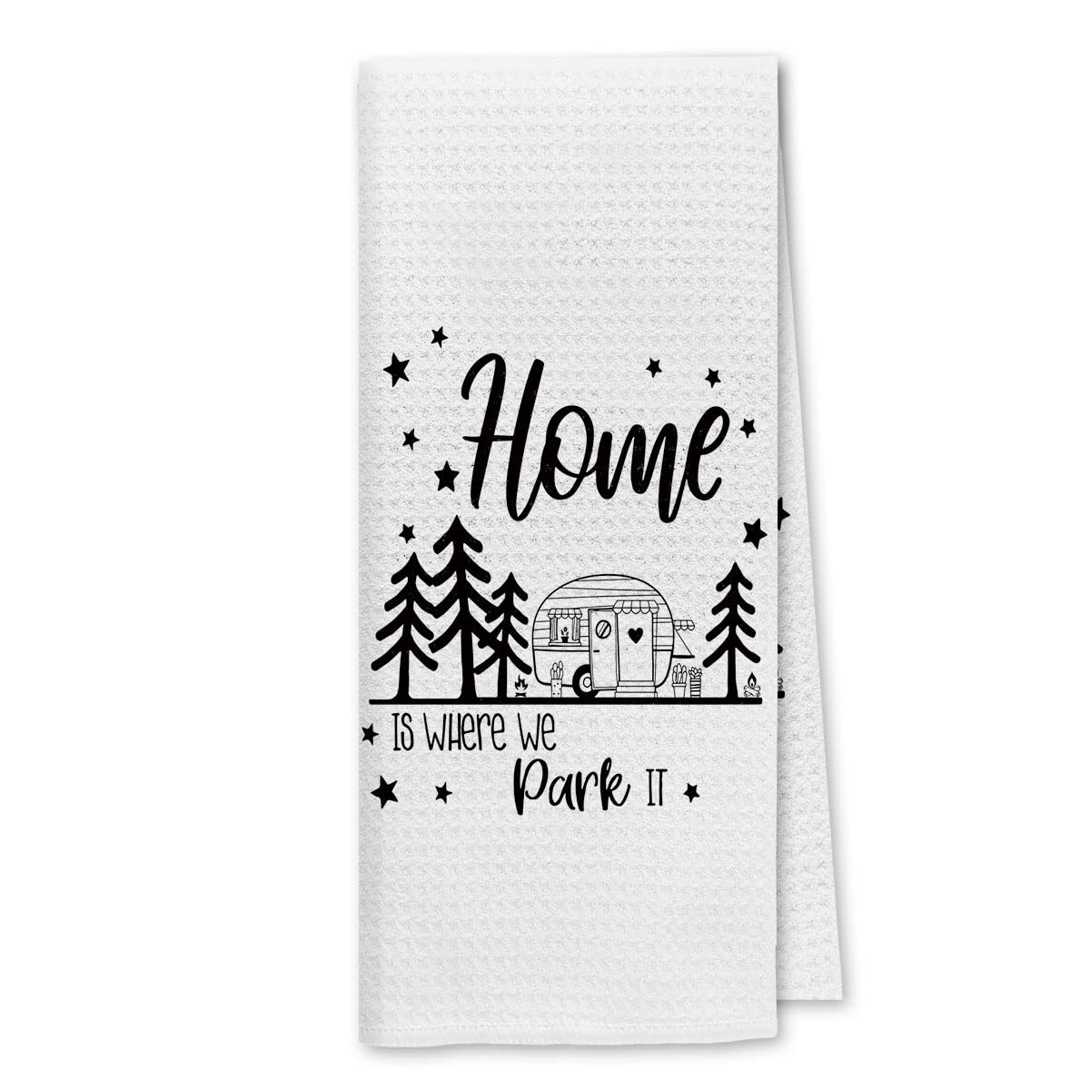 Dibor Home is Where We Park It Camping Kitchen Towels Dish Towels Dishcloth,Woodland RV Trailer Decorative Absorbent Drying Cloth Hand Towels Tea Towels for Bathroom Kitchen,Campers Gifts