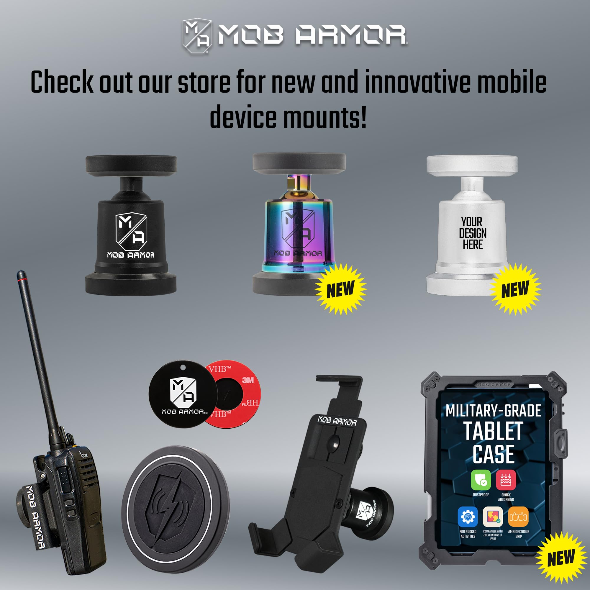 Mob Armor MobNetic Stixx - Phone Holder for Your Car, Magnetic Phone Mount for Trucks, Jeeps, and More - 90º Tilt & 360º Rotation, Compatible with iPhone & Android Smartphones