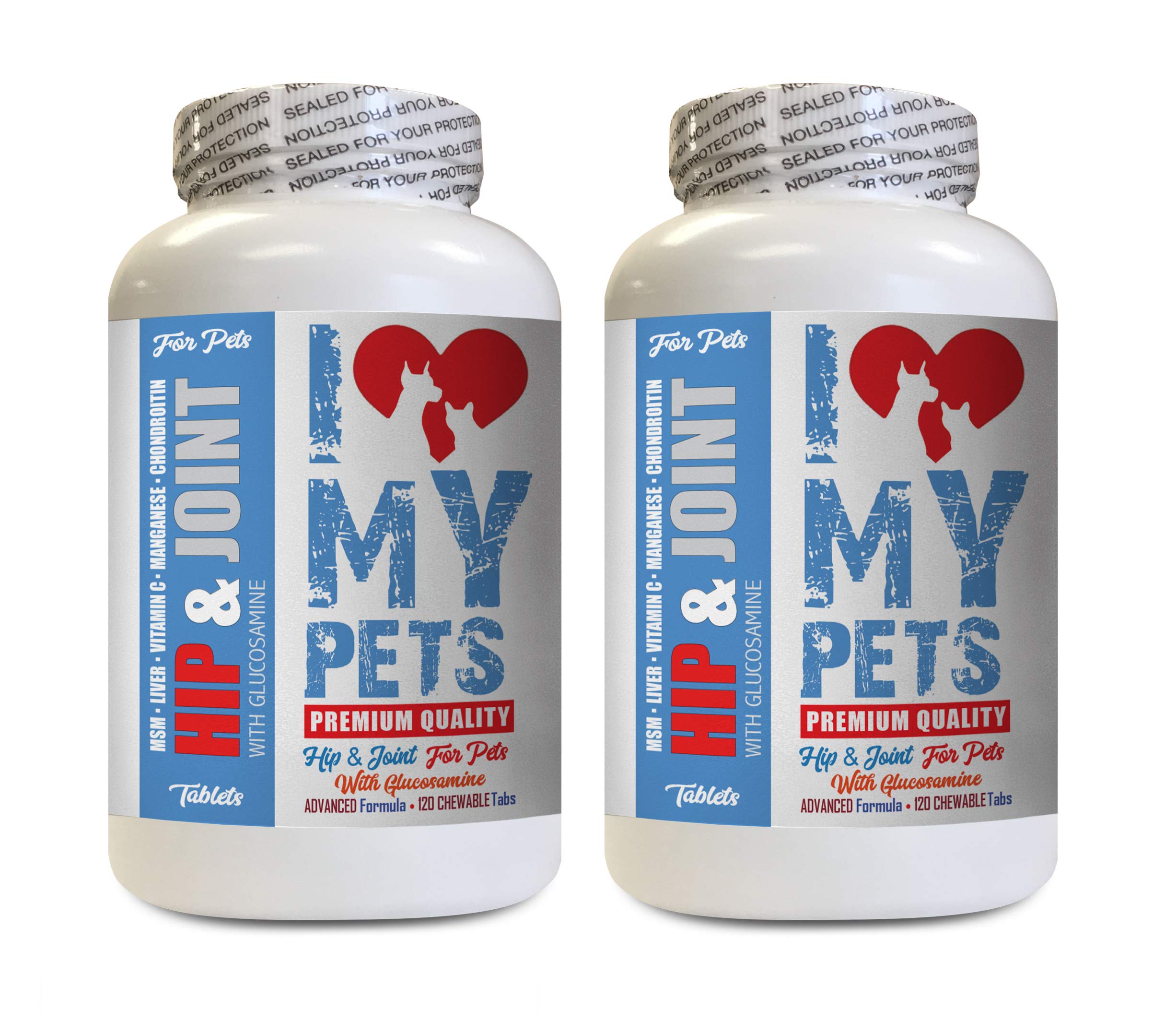 I LOVE MY PETS LLC Joint Supplement for Dogs Chews - PET Hip and Joint Support - Dogs and Cats - Healthy Formula - Dog glucosamine Small Dog - 240 Treats (2 Bottles)