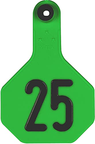 Y-Tex 3 Numbered Tags 76-100 GREEN 25 Tags/Package Prevent Cracking Flexible