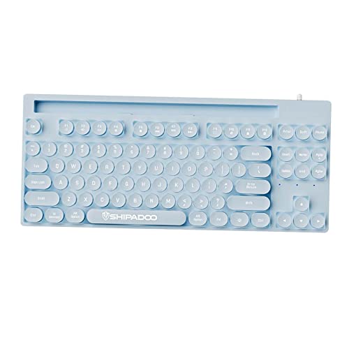 Durable Gaming Keyboard Scratchproof Replacement PP Keycap Rainbow Backlit Smooth Quick Response 87 Keys Wired Keypad for Laptop Desktop PC, Blue