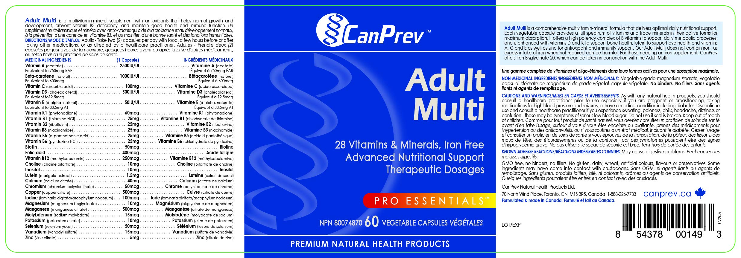 CanPrev Adult Multi Veggie Capsules, 60 Count
