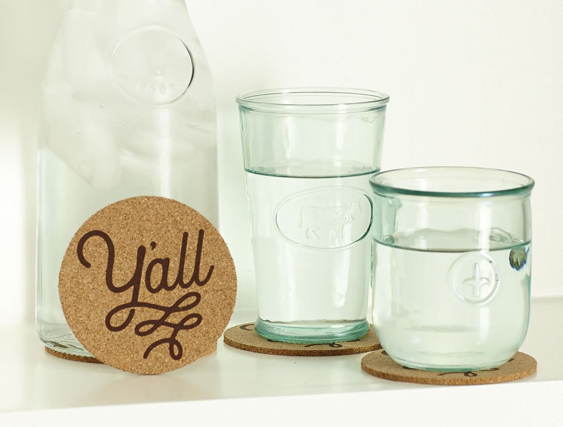Y'all Texas Coaster Set Cork 3.5 Inch Coasters - 4 Texas Coasters Texas Gift