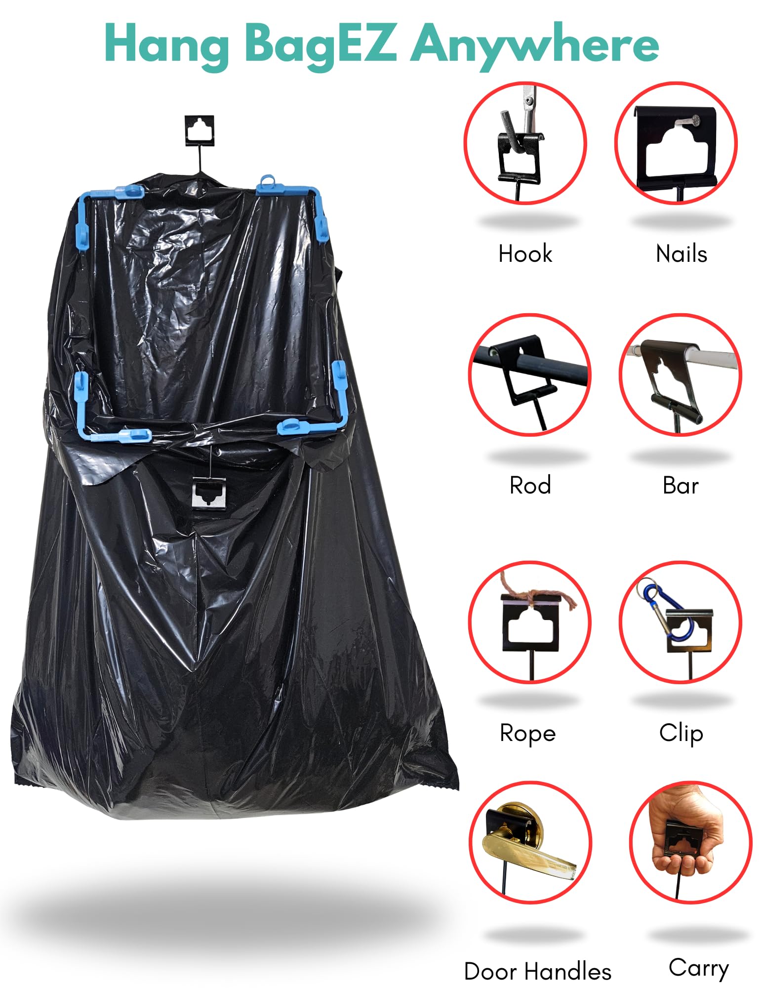 Hanging trash bag holder stand collapsible metal support rack for 20-33 gallon trash bags Portable waste bin for camping leaves laundry storage party picnic and outdoor trash can includes carry bag