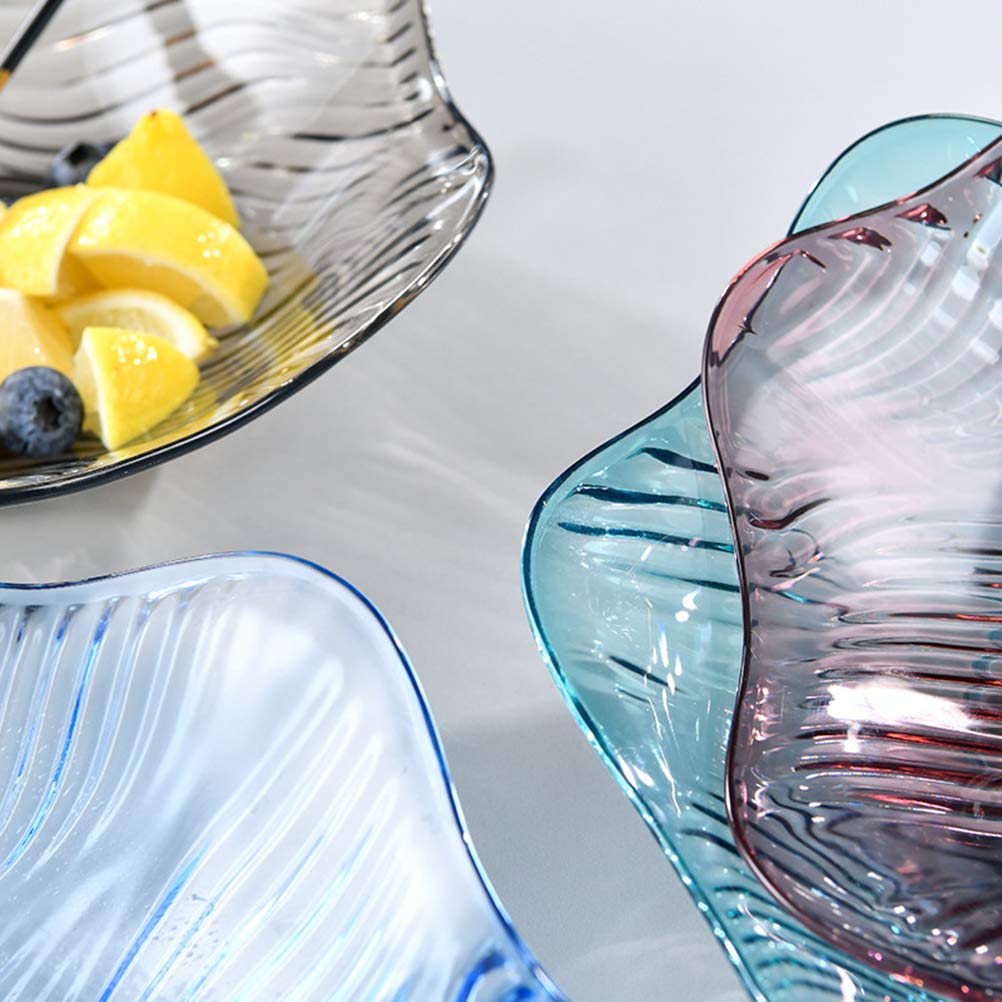 DOITOOL Salad Bowl for Lunch Plastic Crystal Fruit Plate Flower Design Snack Nut Dish Wave Edge Candy Holder Salad Bowl for Home (Purple)