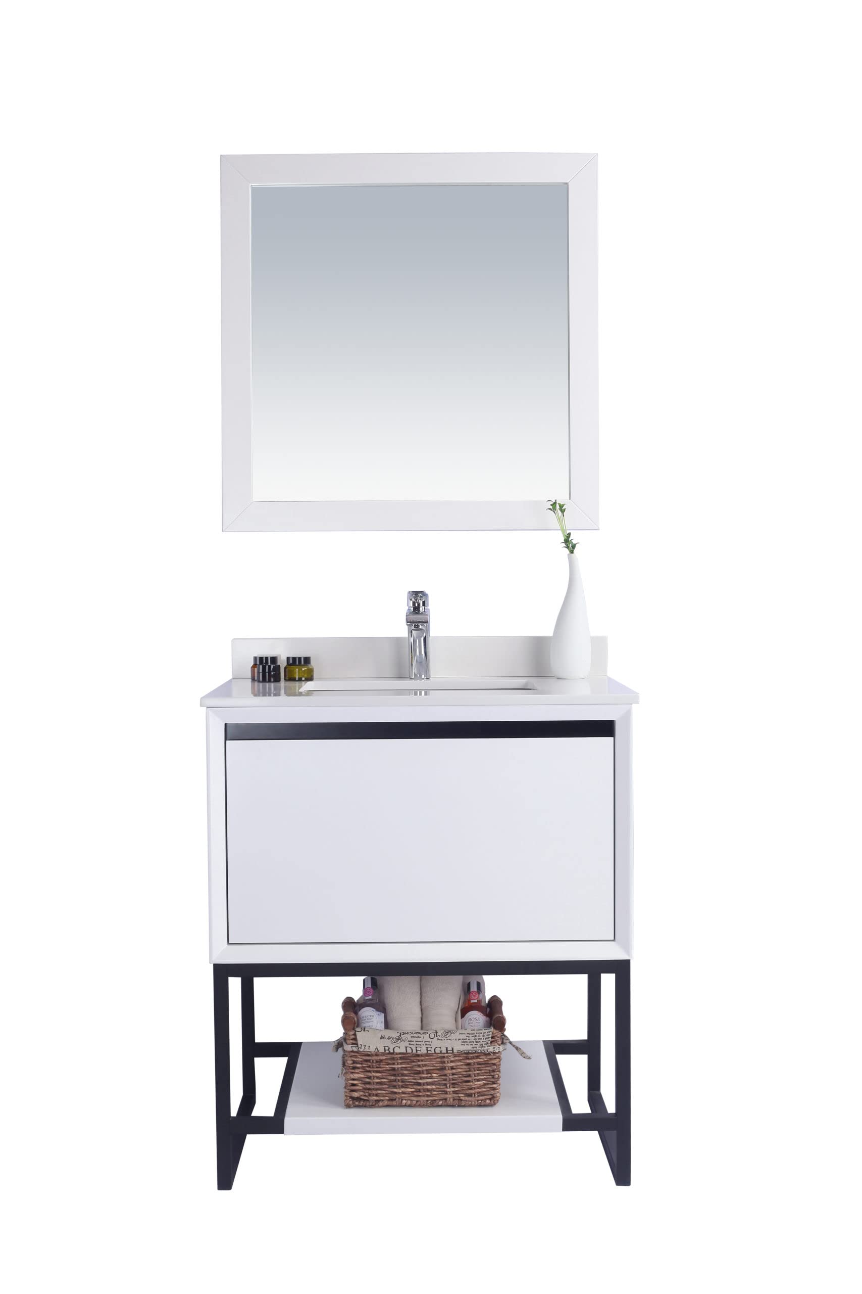 Laviva Alto 30 - White Cabinet White Quartz Countertop