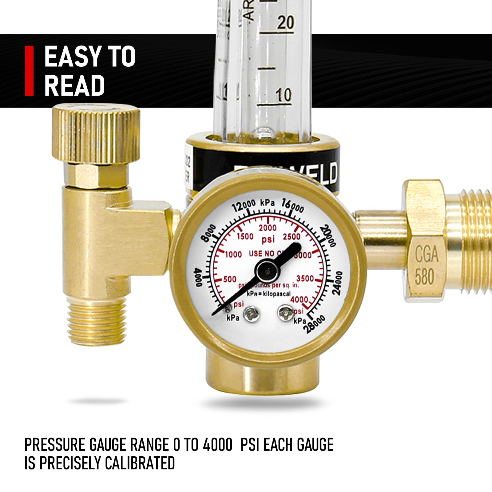 RX WELD Argon Regulator Flowmeter Gas Gauge for Mig Tig Weld with Gas Welding Hose
