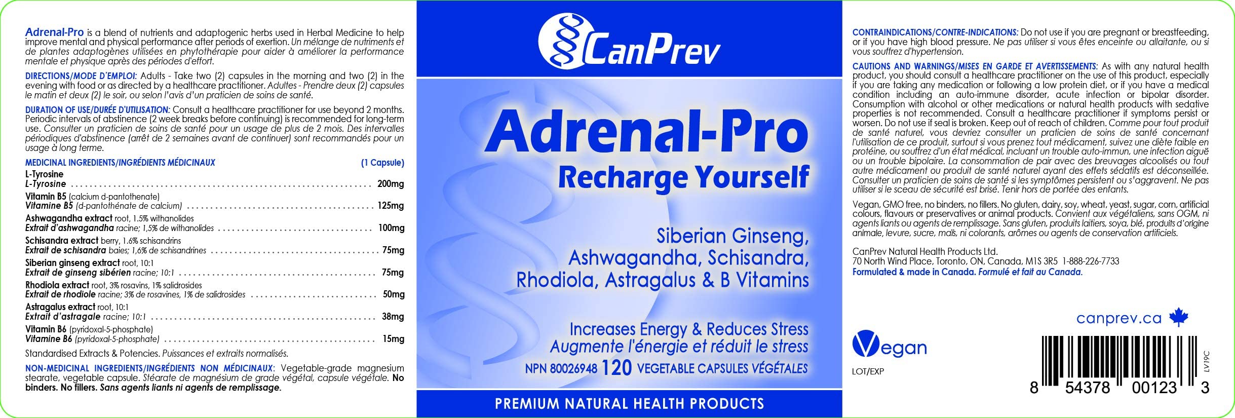 CanPrev Adrenal-Pro Recharge Yourself Vegi Capsules, 120 Count