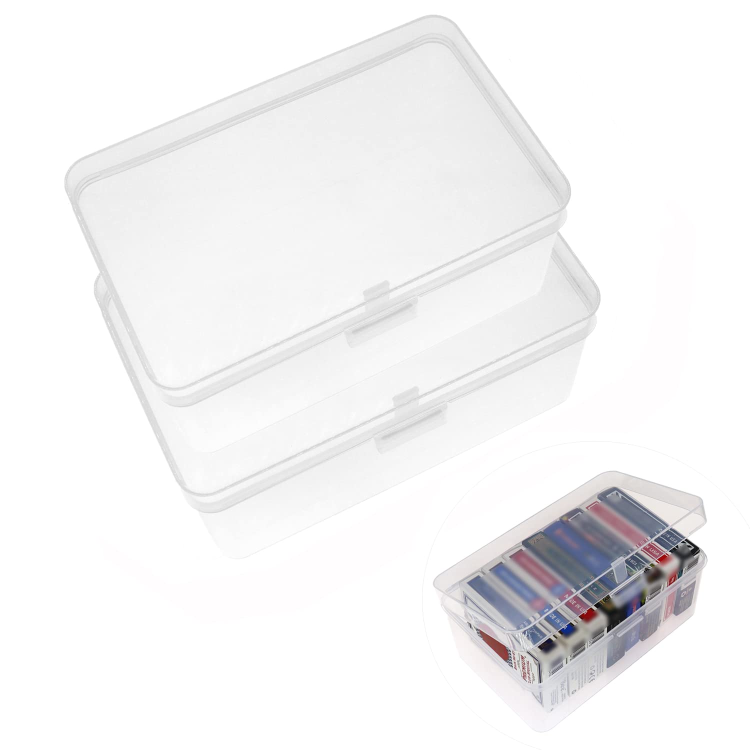 Cwdew 2PCS High Capactiy Playing Card Case Holder Plastic Trading Card Storage Box Card Deck Box Sports Baseball Game Card Storage, Each Box Holds Up to 470pcs Standard Size Cards