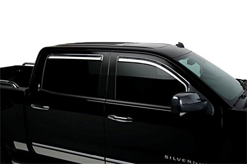 Putco Element Chrome Window Deflectors Fits Chevy Silverado/GMC Sierra 2014-2019 Crew Cab - Set of 4 - in Channel Install