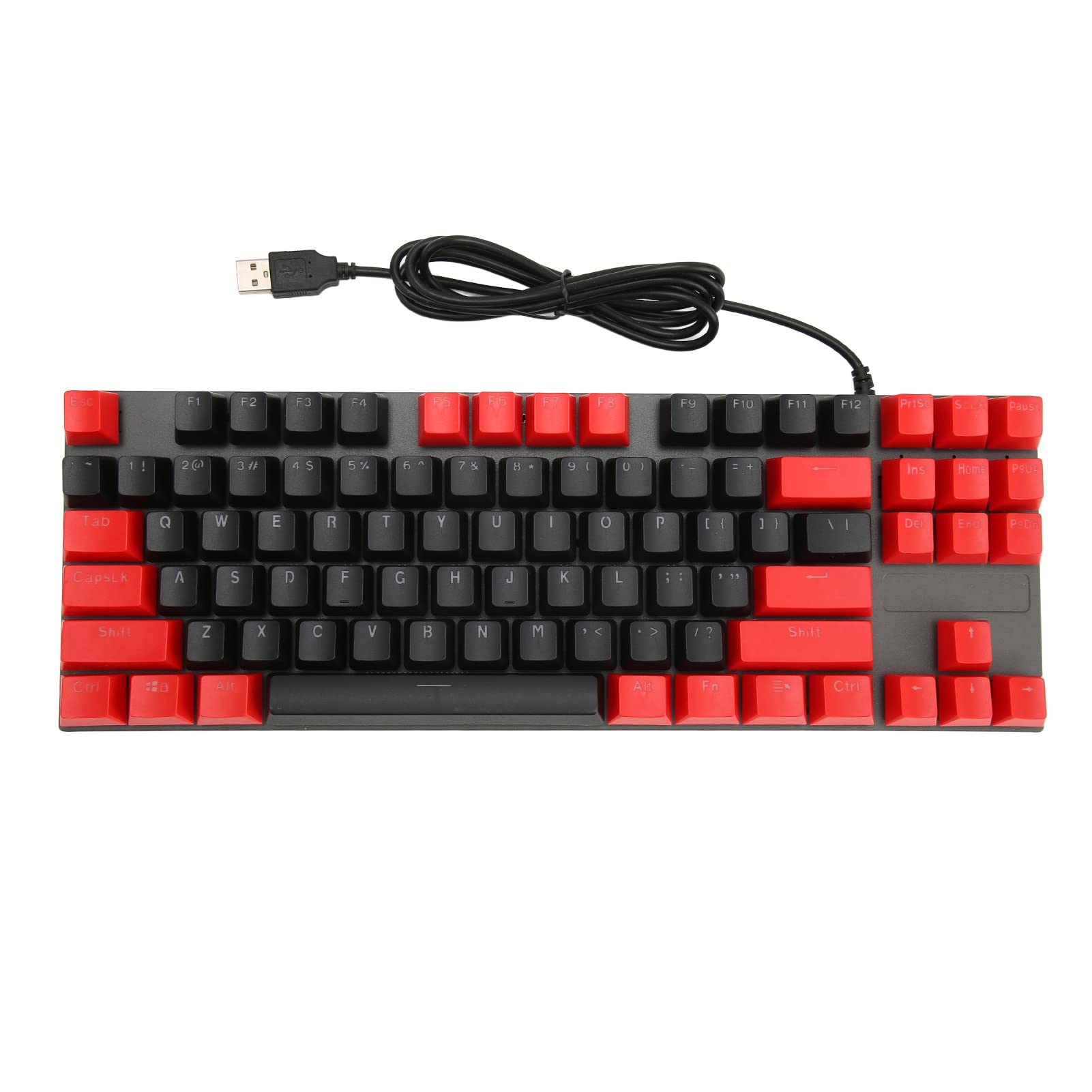 Garsentx Mechanical Gaming Keyboard, 87 Keys Waterproof Blue Switch USB Wired Office Keyboard with RGB Breathing Backlit, Quick Response, for Laptop Desktop PC (Wired Black Red)