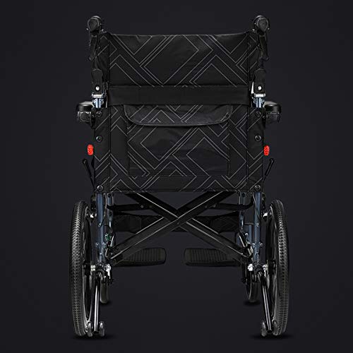 Magnesium Alloy Wheelchair 22lbs Lightweight Portable Travelling Transport Chair with HandBrakes, 16 inch Wheels