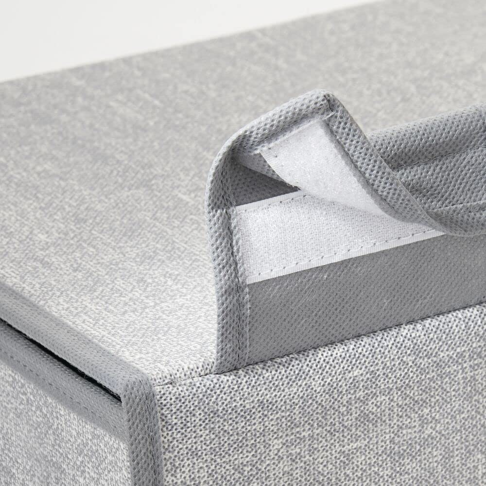 mDesign Soft Fabric Over Closet Shelving Hanging Storage Organizer with Removable Drawer for Closets in Bedrooms, Hallway, Entryway, Mudroom - Textured Print with Solid Trim - Gray