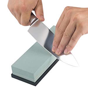 Knife Sharpening Stone Combination Dual Sided Grit With Base for Sharpening and Polishing Tool with Non Slip Base for Kitchen Knives, Hunting Knives, Pocket Knives and Tool Blades (400/1000)