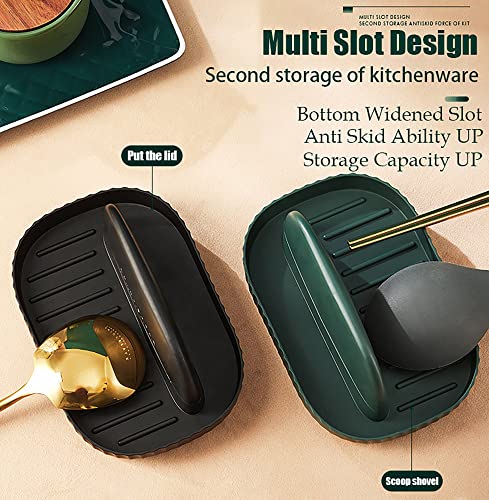 Spoon Rest, Spoon Rest for Stove Top, Cooking Ladle/Spatula/Spoon Holder for Countertop, Utensil Rest for Countertop, Kitchen and Grill Utensil and Lid Holder【Food Grade Plastics】
