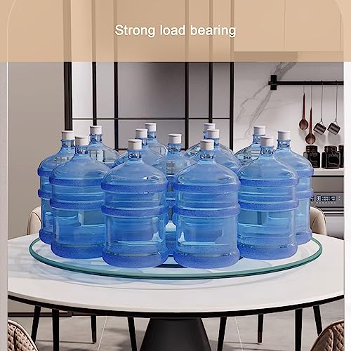 HASMI Lazy Susan Large, 8mm Tempered Glass Round Turntable, Kitchen Dining Table Rotating Tray, Aluminum Alloy Bearing, Easy to Share All Food