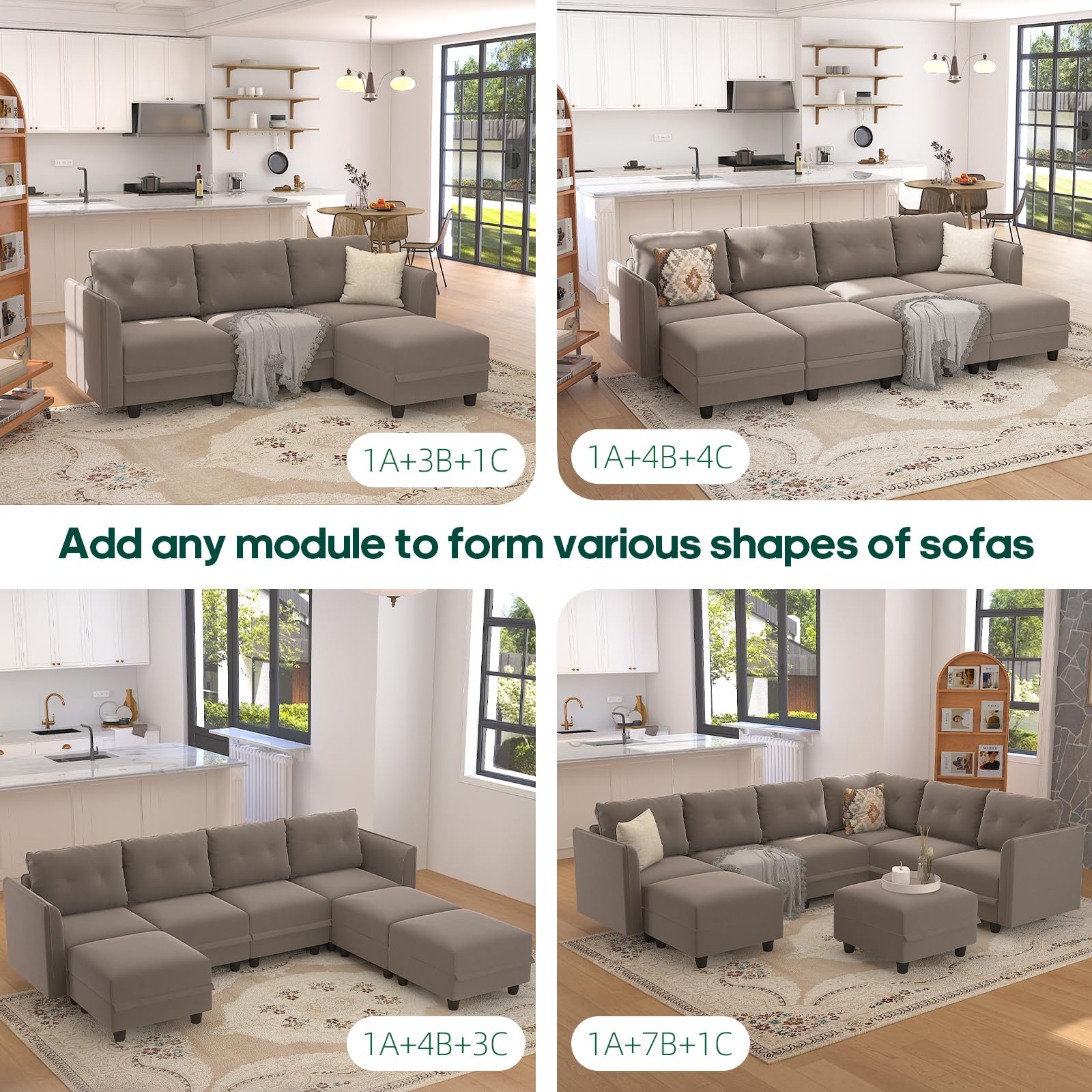LLappuil Sectional Couch with Reversible Chaise, Waterproof, Anti-Scratch and Antistatic Sectional, Modern L-Shape Sofa Corner Couch Modular Sofa with Ottoman, Brown