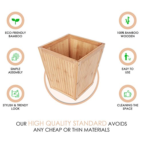 ToiletTree Products 100% Bamboo Wooden Wastebasket Trash Can
