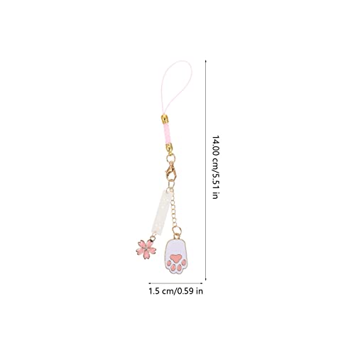 LUOZZY 2 Pcs Cellphone Strap Pendant Cat Paw Ornaments Cellphone Wrist Strap Anti-lost Phone Lanyard Bag Keychains Decor - Pink
