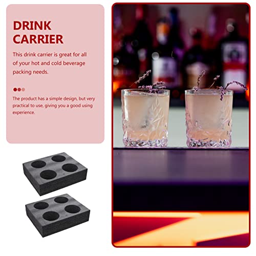 Cup Drink Holder 2Pcs 4- Cup Drink Carriers Foam No- Spill Coffee Cup Holder Take Out Beverage Tray for Hot and Cold Drinks Packaging Supplies Black Cup Holders