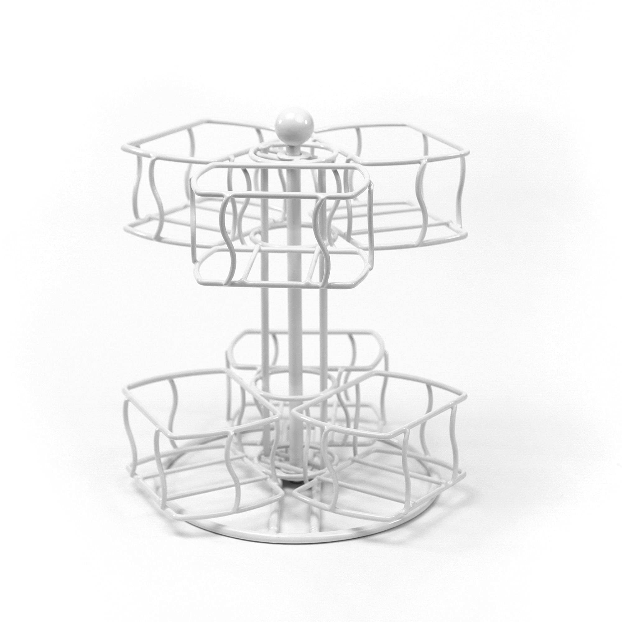 Nifty Tea Bag Spinning Carousel – 6 Compartments, Up to 60 Tea Bags Storage, Spins 360-Degrees, Lazy Susan Platform, Modern White Design, Home or Office Kitchen Counter Organizer