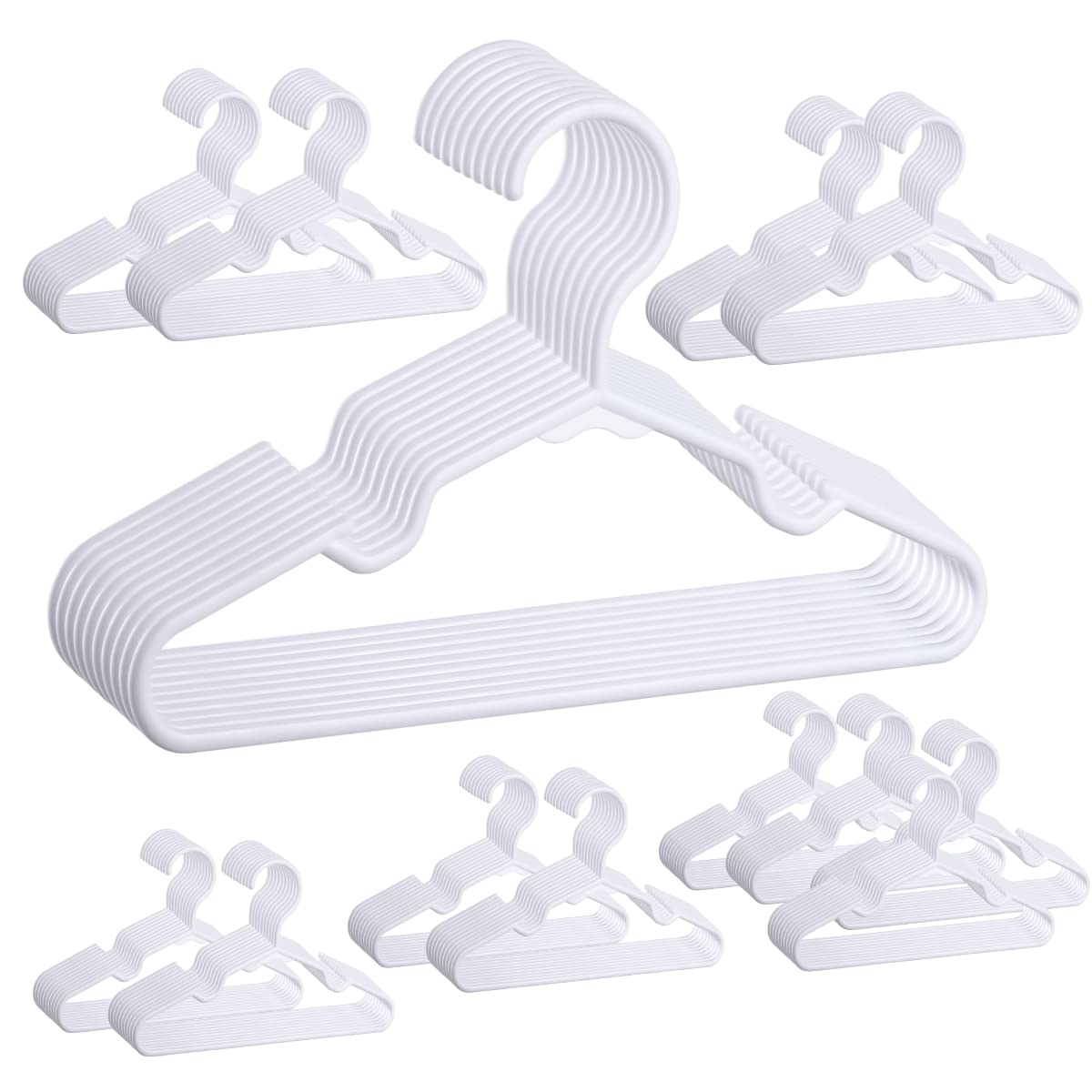 MJRASG 120 Pack White Plastic Non-Slip Baby Hangers, Heavy Duty, Flexible, Slim