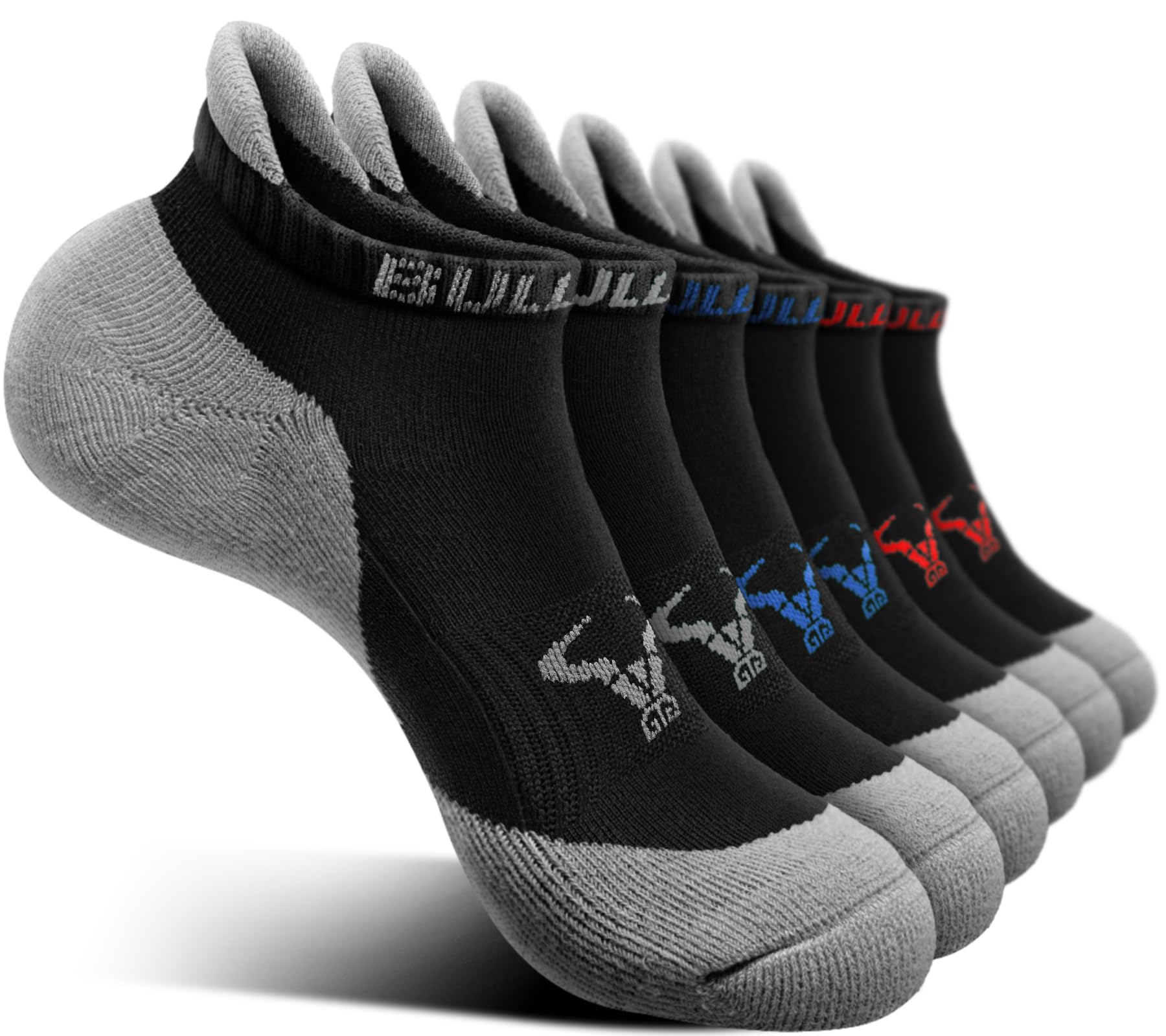 BULLIANT Running Socks Men-Athletic Ankle Wicking Socks Cushioned For Men Walking-Arch Compression Support(6Pairs,Shoes Size:Men 11-13)