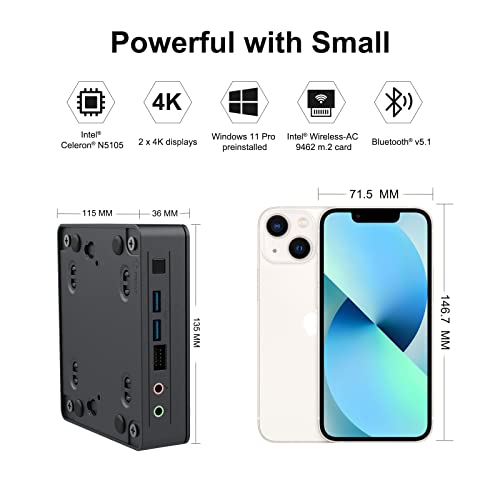 Intel Nuc 11 NUC11ATKC4 Atlas Canyon Mini pc,Intel Celeron N5105, 2.0 GHz - 2.9 GHz Burst, 4 core, 4 Thread, 15W Intel UHD Graphics, 450 β 800 MHz Burst, 8GB RAM, 256GB SSD, Windows 11 Pro