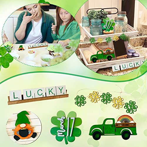 Efitty 5PC Tiered Tray Decor Set Decoration Farmhouse Decorations Home for Two Kitchen Shelf Coffee Bar St. Patrick's Day/Easter/Spring