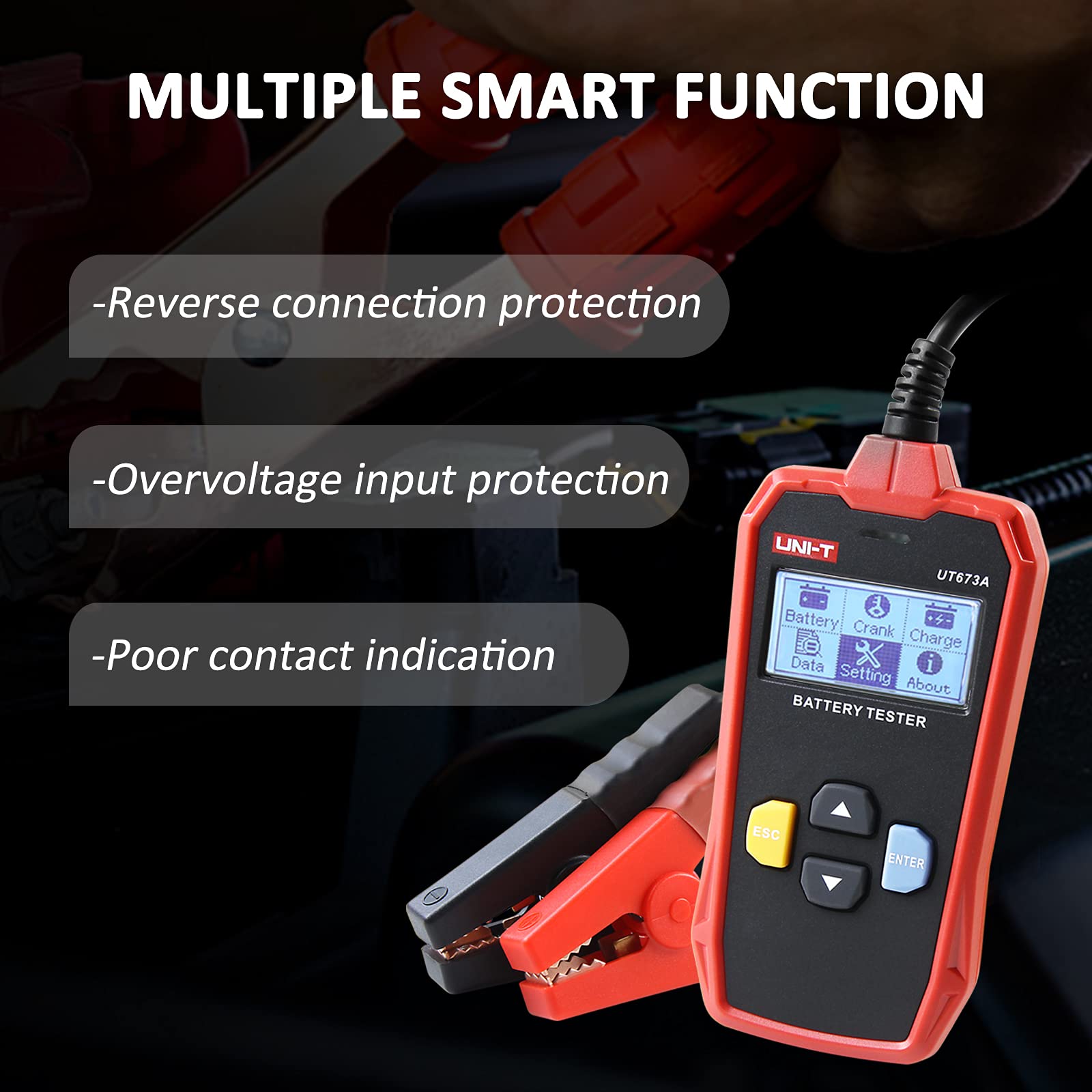Car Battery Tester Analyzer12V,Load Tester,AGM Battery Measurement,Car,Motorcycle,Truck,Marine Charging System Test,40-2000 CCA,UT673A