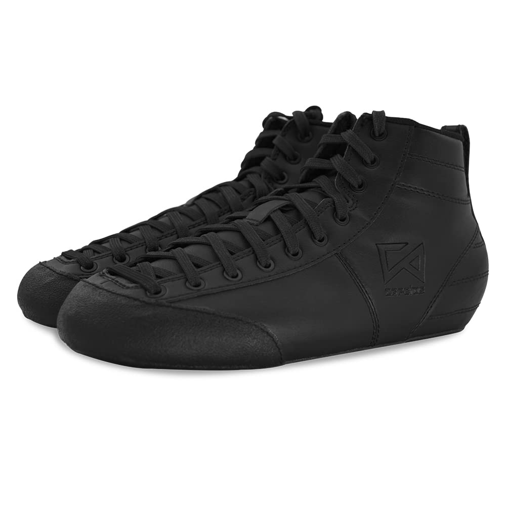 CAPETOS Roller Skates - Black Microfiber Roller Rink Derby Quad Skates - Indoor/Outdoor Skating (40.5/7.5)