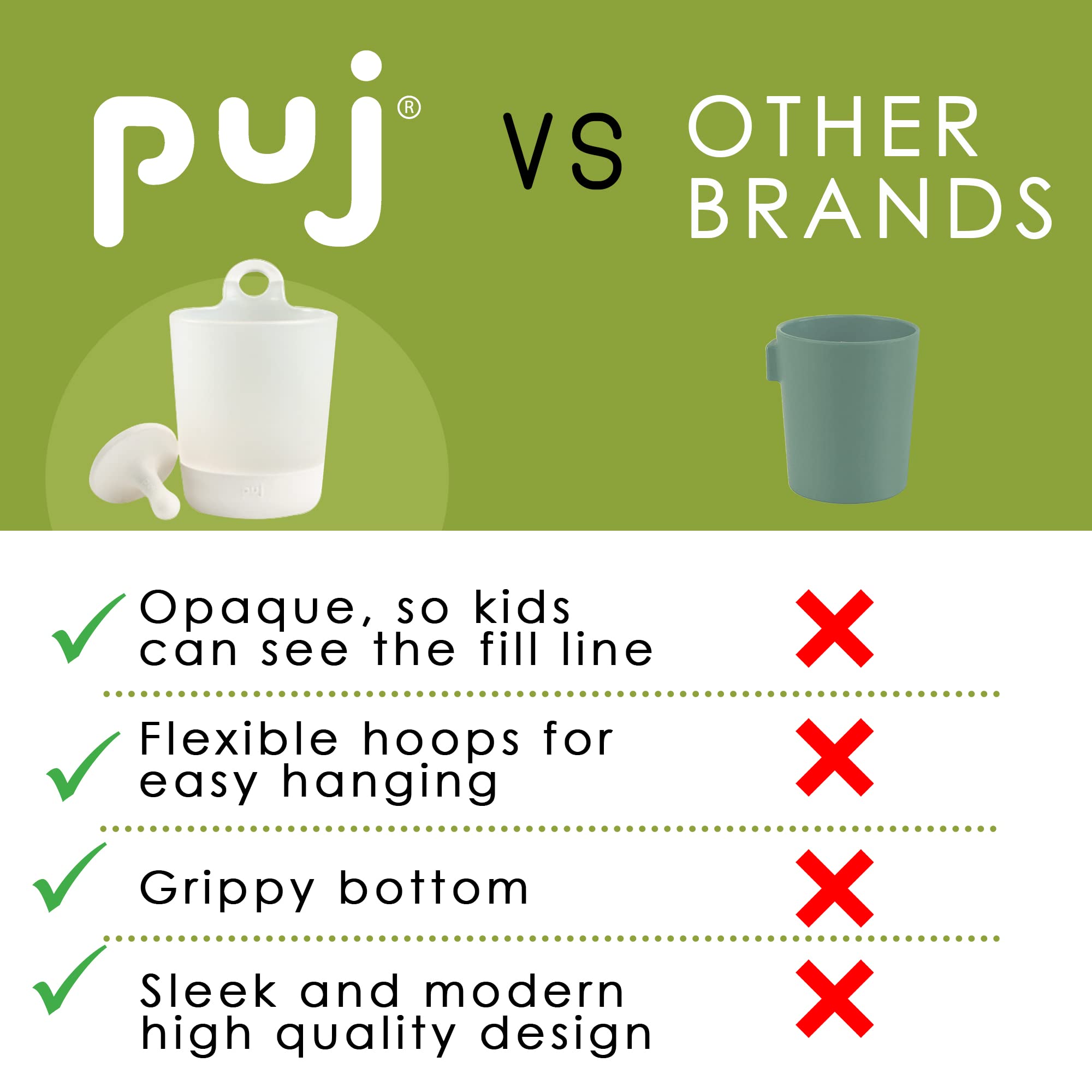 Puj Phillip Cups for Kids - Hangable Training Cups - Rinse-and-Play Reusable Plastic Cups with Grippy Hooks - Dishwasher Safe - Set of 2 (Blush and Marshmallow)