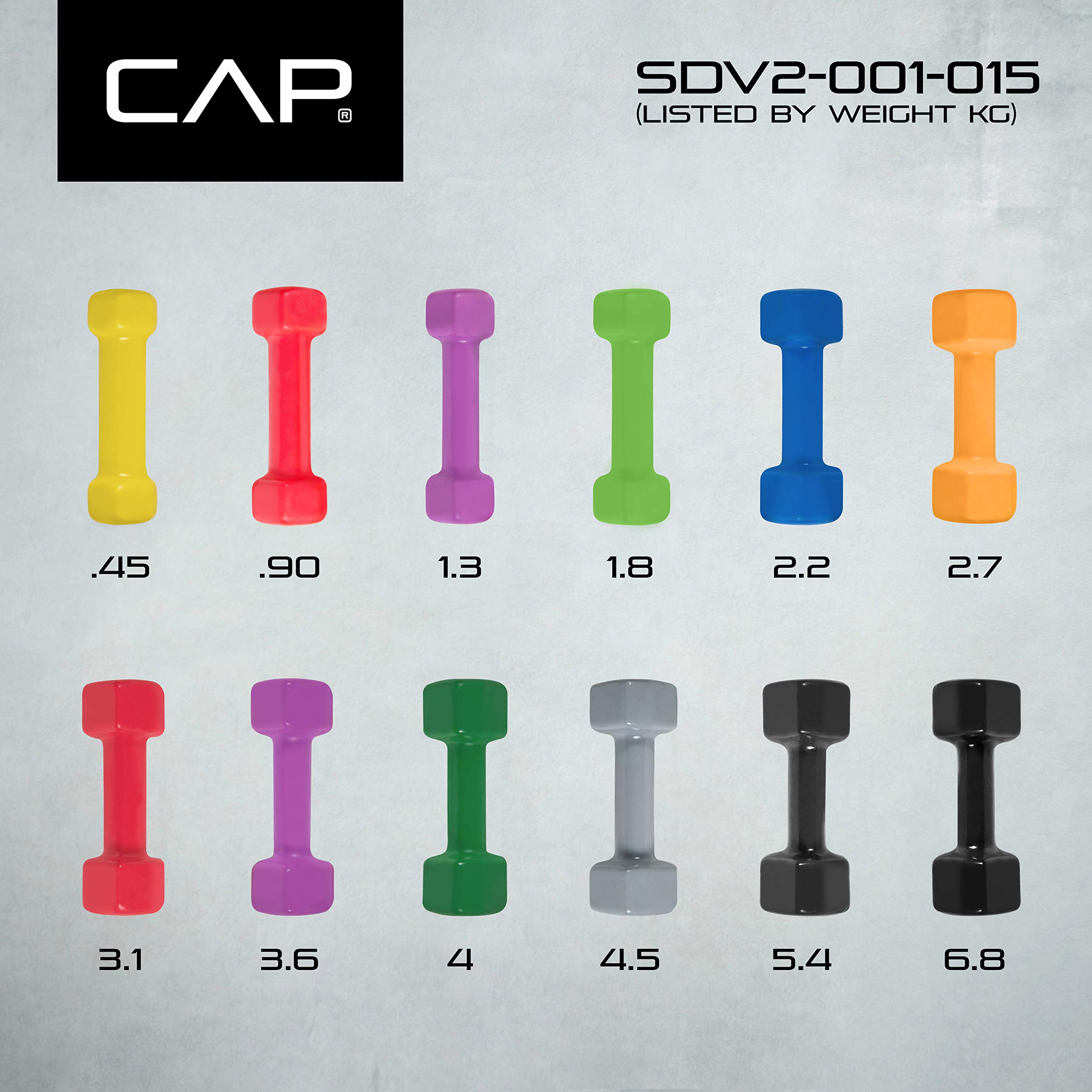 CAP Barbell Vinyl Coated Dumbbell, 2 lb Single