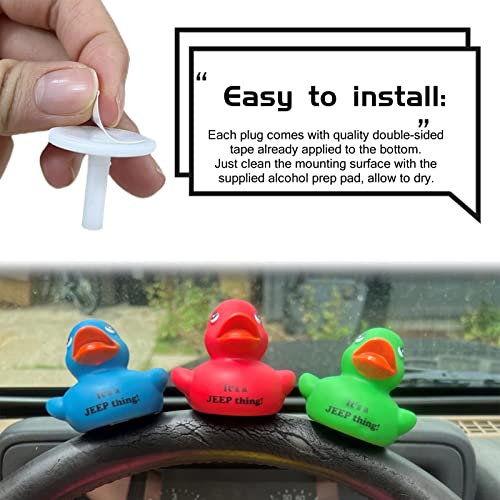 TEYOUYI 40pcs Duck Plug - Rubber Duck Mount,Flock Locker Rubber Duck Holder for Jeep Dash and Fixed Display,Gift for Jeep Lover,Black(Excluding Rubber Duck) Includes Double-Sided Stickers Inside
