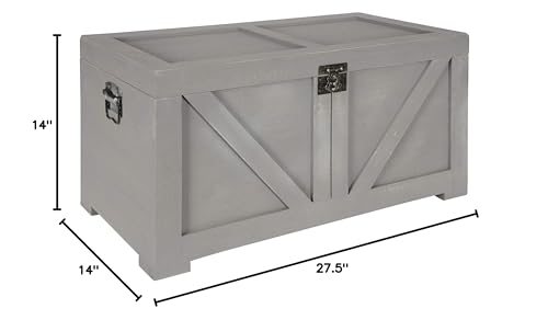 Kate and Laurel Cates Classic Farmhouse Small Wooden Storage Chest Trunk, Gray, Modern Farmhouse Decorative Storage Chest