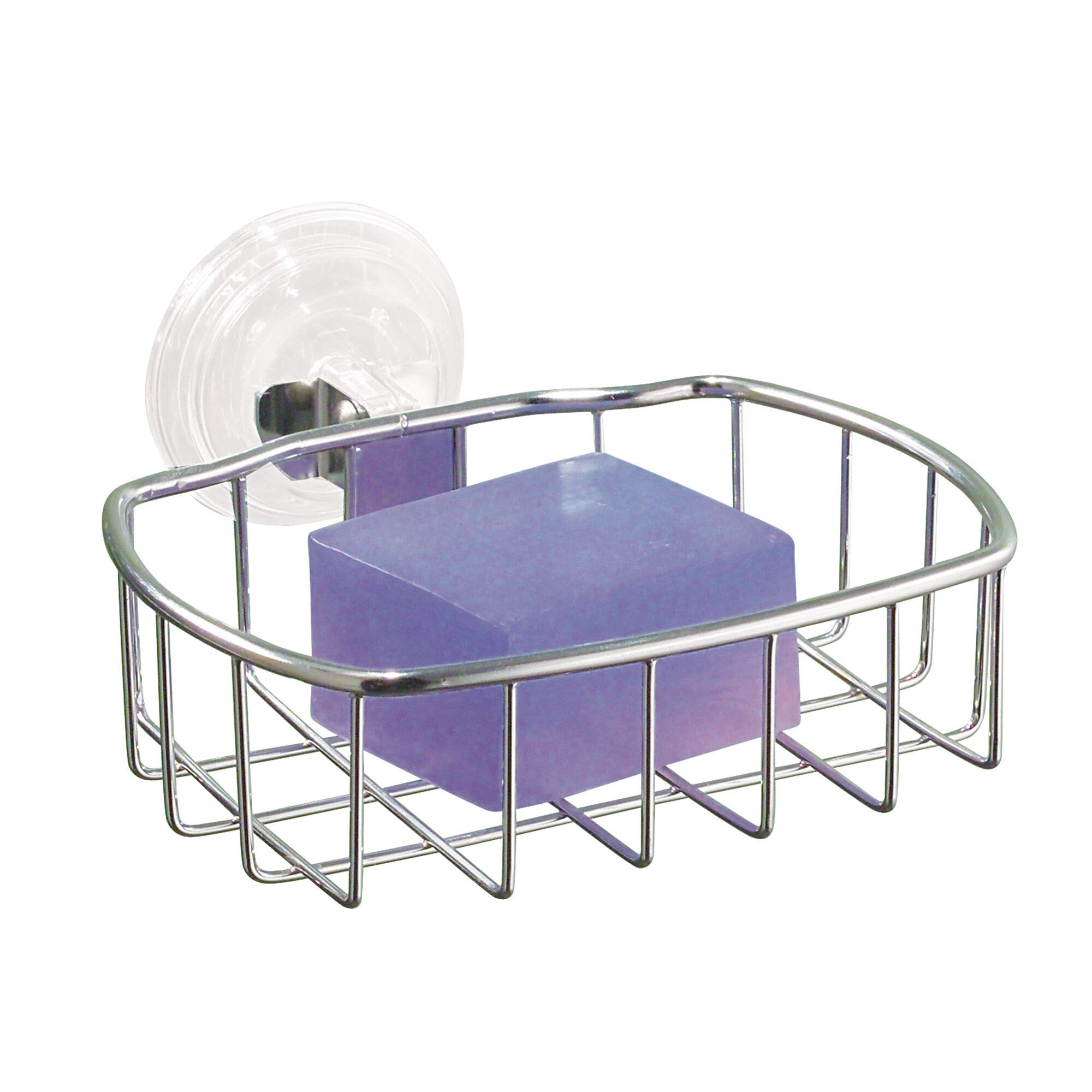 iDesign Reo Metal Power Lock Suction Rack for Bathroom, Kitchen Use