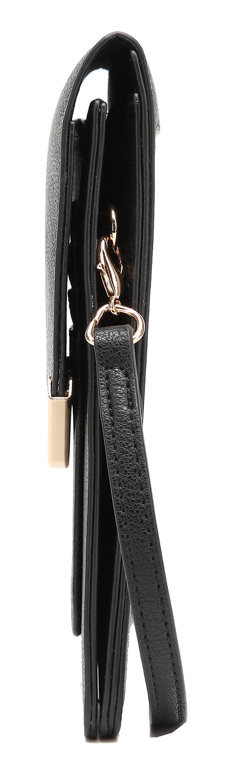 Trendy Phone Case Wallet Crossbody Purse Card Slots Holder Detachable Strap Shoulder Bag (Black-LM6302AB)