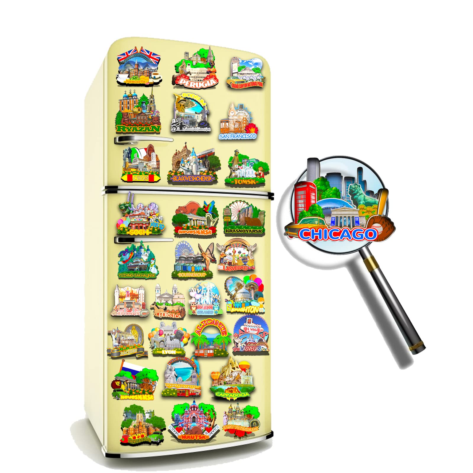Chicago Illinois USA Magnet Fridge Magnet Wooden 3D Landmarks Travel Collectible Souvenirs Decoration Handmade-1090