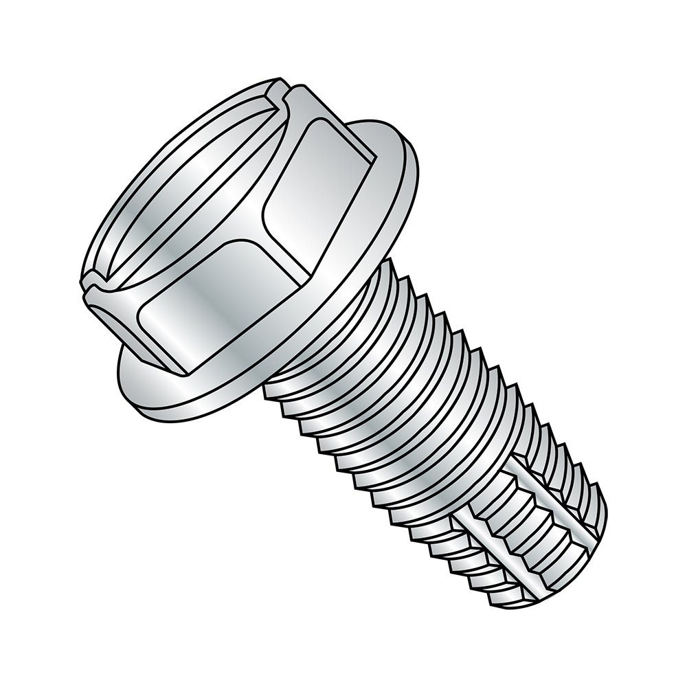 Small Parts 3724FSW Steel Thread Cutting Screw, Zinc Plated Finish, Hex Washer Head, Slotted Drive, Type F, 3/8"-16 Thread Size, 1-1/2" Length (Pack of 10)