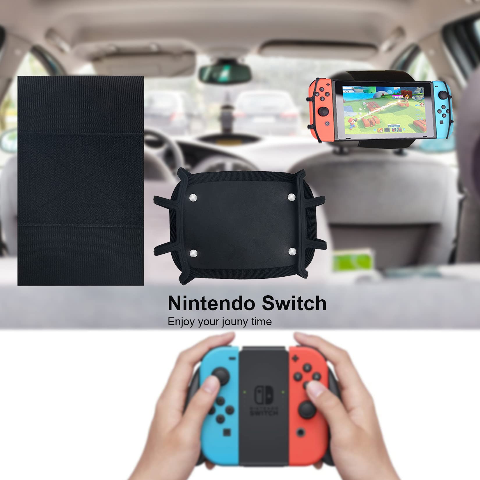 Car Headrest Tablet Holder, Tablet Holder for Car Back Seat with 360° Rotation, Compatible with 7-10.5 inches Tablet, iPad, Nintendo Switch
