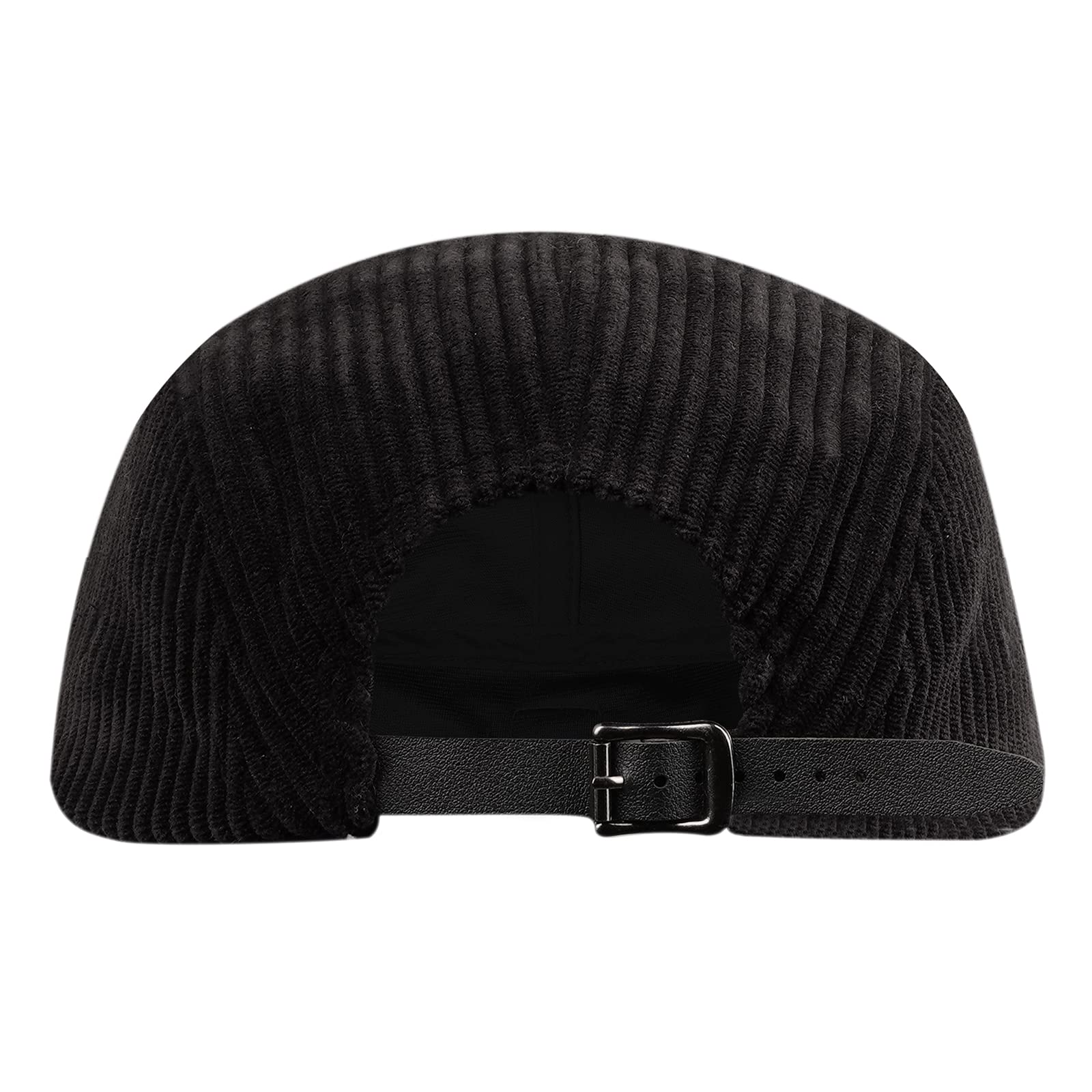 Clakllie Corduroy Baseball Cap Snapback 5 Panel Hat Solid Colors Trucker Dad Hat Stylish Biker Board Caps Sun Hat,Balck
