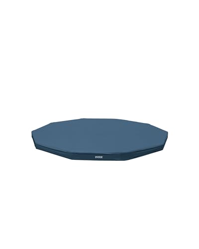 INTEX 28031E Pool Cover: For 12ft Round Metal Frame Pools β Includes Rope Tie β Drain Holes β 10in Overhang β Snug Fit