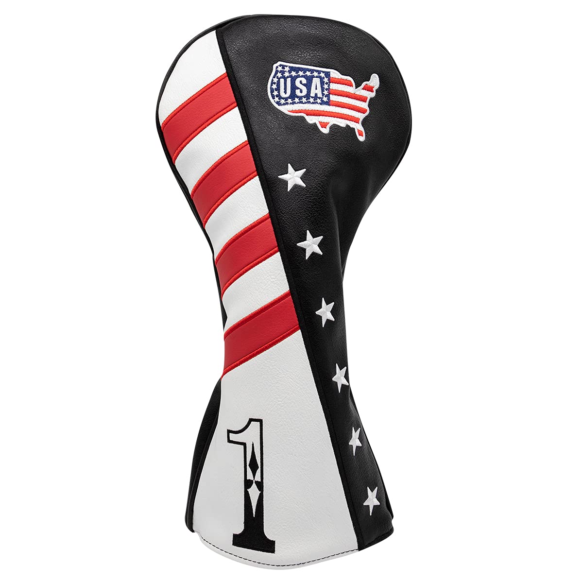 Buker Golf Driver Head Covers Golf Club Headcvoers for Driver USA Flag Typed Golf Driver Cover Premium Leather Golf Headcovers fits All Drivers, Black