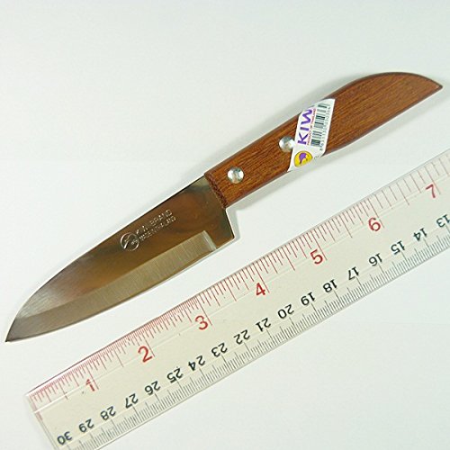 Thai Chef's Knife Cook Knives KIWI Brand 503 Utility Cutlery Steak Wood Handle Kitchen Sharp Blade 3 6/8" Stainless Steel